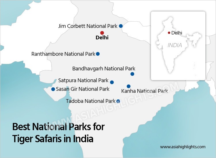 Best 7 National Parks for Tiger Safaris in India (Tips & Map)